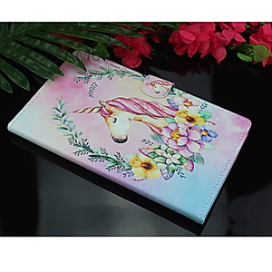 Universal 8.0" Tablet Case, AMOTIE Wallet Stand Cover Shockproof Case for iPad Mini 1 2 3 4 5/ Galaxy Tab E 8.0/ Tab A 8.0/ Fire HD 8 and More 7.5-8.5 inch Tablet， Pink Unicorn