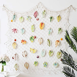 OJYUDD Fishing Net Decor, Fishnet Decor, Mediterranean Style Photographing Decoration, Natural Fish Net, Fish Net Party Accessory and Wall Table Decor (Creamy White)