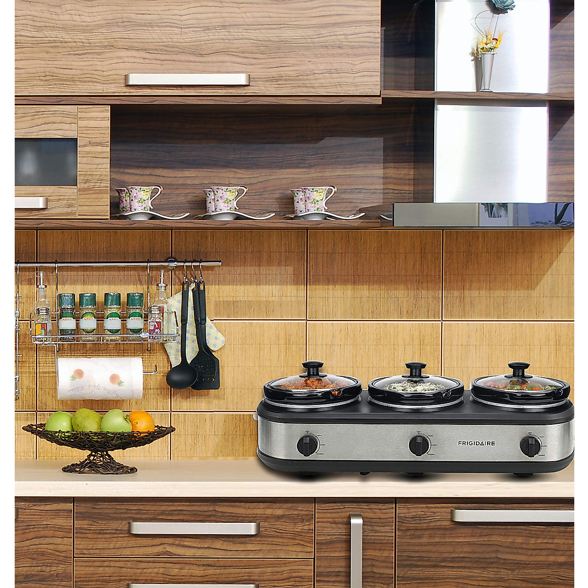 CULINARY CHEF SC3105-SS, Slow Cooker, Buffet Server 3 Pot, Food Warmer - Stainless