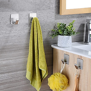 Taozun Self Adhesive Hooks – 4 Packs Towel Hook Bathroom Coat Hook Robe Hooks Brushed Sticky Hook Hanger, SUS 304 Stainless Steel