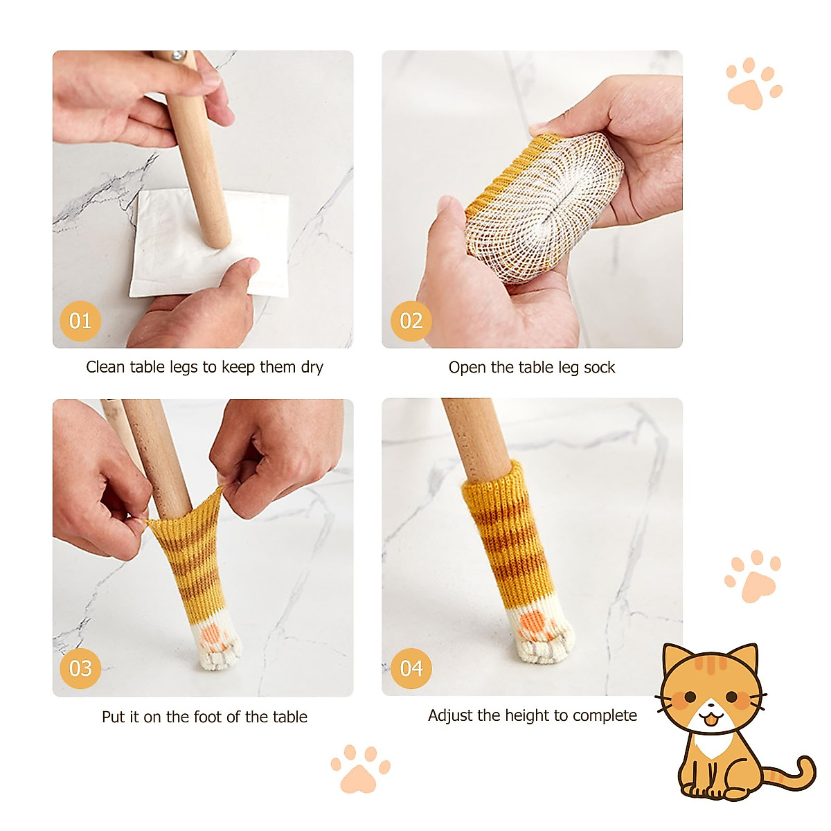 GETKEN 16 Pack Fabric Chair Socks, Chair Leg Caps Protectors for Hardwood Floors, Chair Leg Floor Protectors for Furniture Legs - 4 Sets Chair Leg Covers to Protect Floors