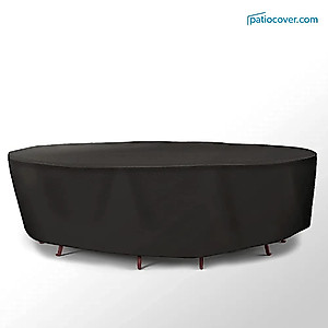 Patio Extra Large Waterproof Round Oval Table & Chair Cover - Outdoor Patio Table Chair Combo Washable - Heavy Duty Furniture 124x88x30 Inch Combo Cover
