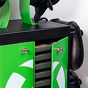 Numskull Official Xbox Series X Game Storage Locker, Headphone Stand and Controller Holder - Stores 10 Games or Blu-Ray Disc Cases, 4 Xbox Controllers