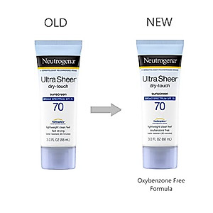 Neutrogena Ultra Sheer Dry-Touch Water Resistant and Non-Greasy Sunscreen Lotion with Broad Spectrum SPF 70, 3 Fl Oz (Pack of 1)