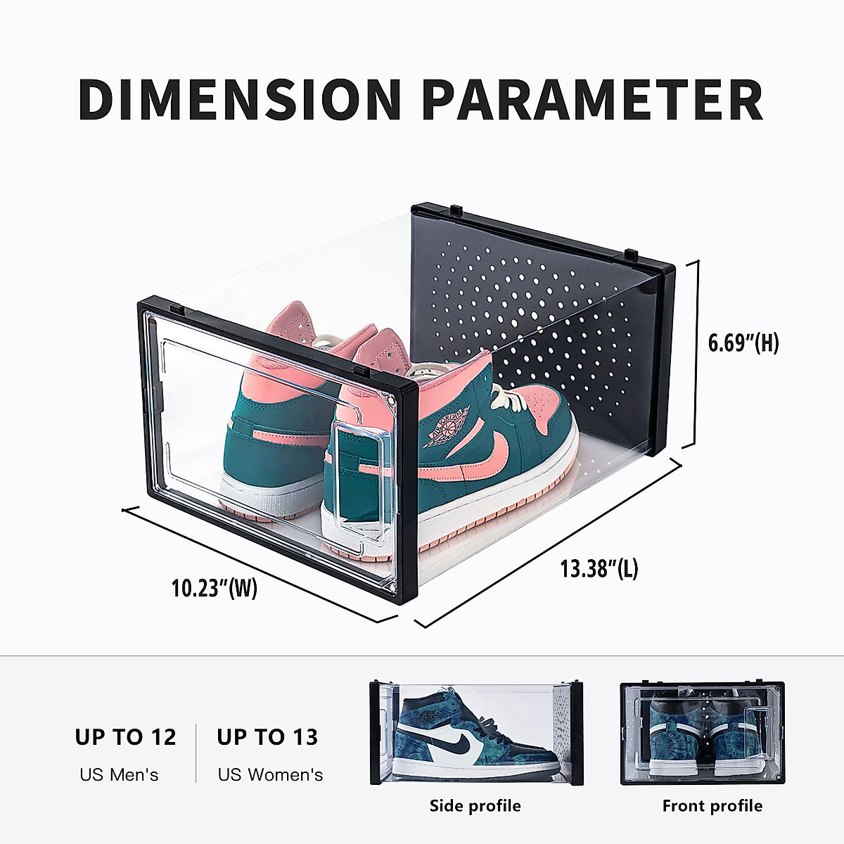 AOHMPT 18 Pack Clear Shoe Organizer Stackable Shoe Box Foldable Storage Bins Shoe Container Box Large Size Shoe Bins (X-Large)