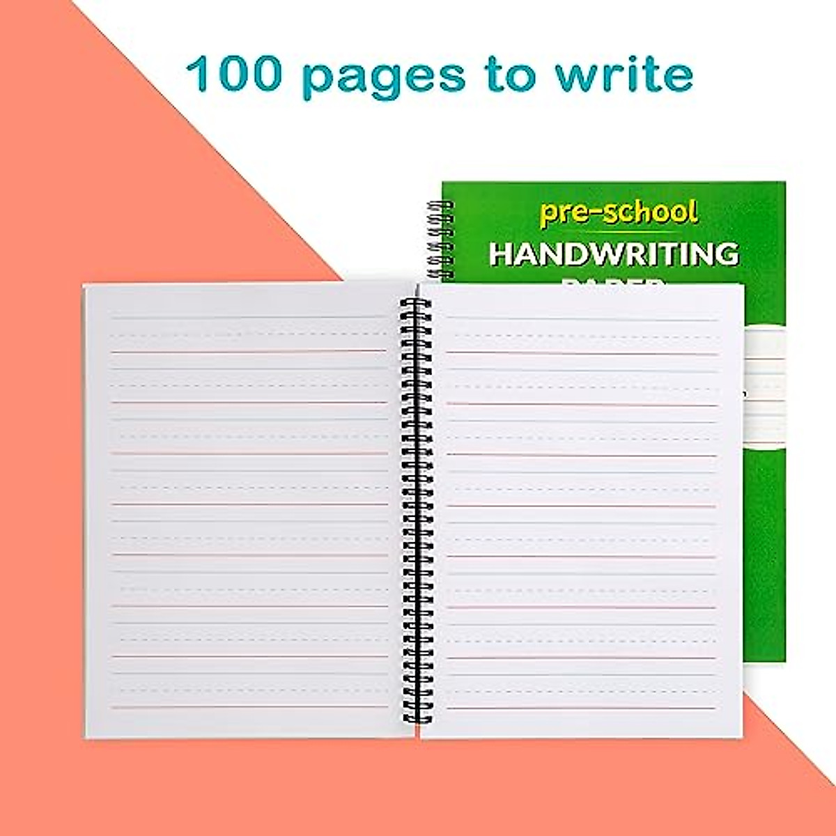 Learning Owl A4 Handwriting Practice Paper Notebook for Kids – Spiral Bind, Lined Paper with Dotted Midline for Preschool, Pre-K, Kindergarten - 100 Thick Ruled Pages for Alphabet and Number Writing