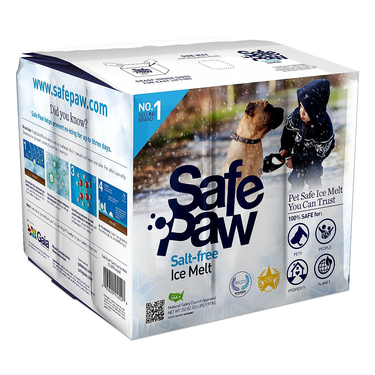 Safe Paw Pet Friendly Concrete Safe Powerful Salt Free Ice Melt for Driveways, Sidewalks, and Various Terrain, 22 Pound Flexicube (2 Pack)