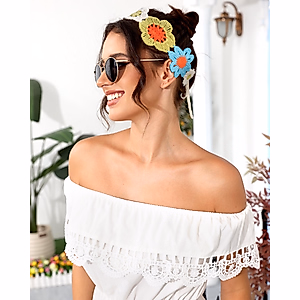 Ufgin HAIRBAND for Women - Handmade Crochet Headband, Adjustable Hippie Hair Bandanas, Boho Headbands, Knit Hair Bands - 2 Count (Red, Green)