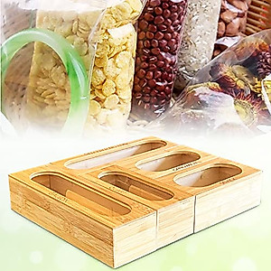 Waratah Home Bamboo Storage Bag Organizer - 5 Pc Magic Bag Organizer for Kitchen and Drawer, Compatible with Gallon, Quart, Sandwich, Snack and Variety Size Bag (Pack of 5)