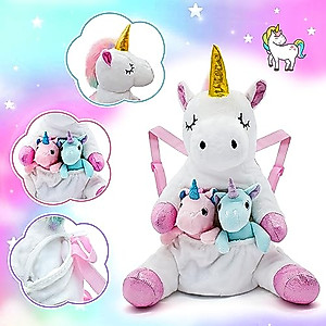 FUNCREVITY Unicorns Gifts for Girls Unicorn Stuffed Animals Unicorn Plush Toys Mommy Unicorn with 4 Babies Valentines Christmas Birthday Gifts for Girls Kids Toys Age 4 5 6 7 8+ Year Old