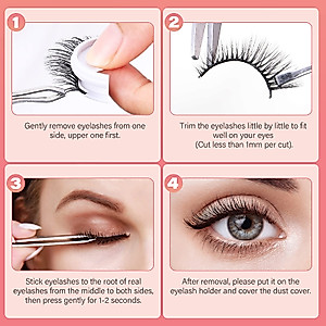 OMELASH Reusable Self Adhesive Eyelashes, Four Styles Waterproof False Eyelashes, No Glue False Eyelashes, Self Adhesive Eyelashes Reusable Self Sticking, False Eyelashes Natural Look(4 Pairs)