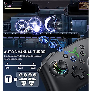 Switch Controller, Wireless Switch Controller Compatible with Switch Controller/Switch Lite/OLED, Wireless Switch Controllers Work with iOS/Android/PC with RGB Light, Programmable, TURBO & Wakeup