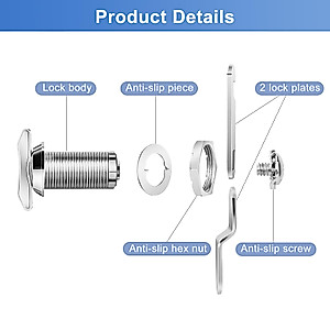 Thumb Operated Offset Cam Lock, 1-1/8” Cylinder Fits on 7/8” Max Door Thickness, Non-Locking Replacement Lock for RV Compartment Camper Storage, Cabinets,Drawers (1-1/8 Inch 3Pack)