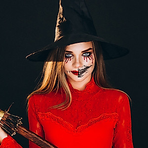 Halloween Prank Makeup Temporary Tattoo For Adults Fake Face Skeleton Scary Smile Black Big Mouth Clown Tattoo Stickers For Women Man Kids Accessories Cosplay Party Masquerade Props 10pcs