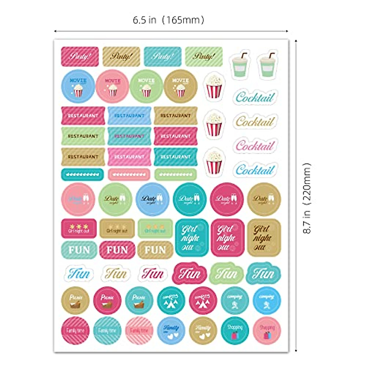 12 Sheets (650 Stickers) Planner Stickers for Notes Travel Business Trips Parties Daily Holidays Goals Encouragement Planning Notes Ideas