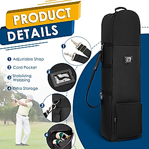 DAREKUKU Golf Travel Covers for Airlines with Detachable Shoulder Straps, Soft Foldable Golf Club Travel Bags, 900D Heavy Duty Oxford -Universal Size, Black