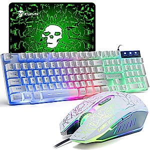 LexonElec T8 UK Layout Gaming Keyboard and Mouse Sets Rainbow Backlit Ergonomic Usb Gaming Keyboard