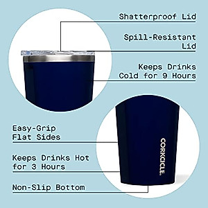Corkcicle Classic Triple Insulated Coffee Mug with Lid, Gloss Midnight Navy, 24 oz – Stainless Steel Travel Tumbler Keeps Beverages Cold 9+hrs, Hot 3hrs – Cupholder Friendly Travel Coffee Tumblee