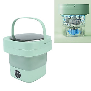 Foldable Washing Machine, Automatic Portable ABS Mini Washing Machine US Plug 100‑240V for Travel (Green)