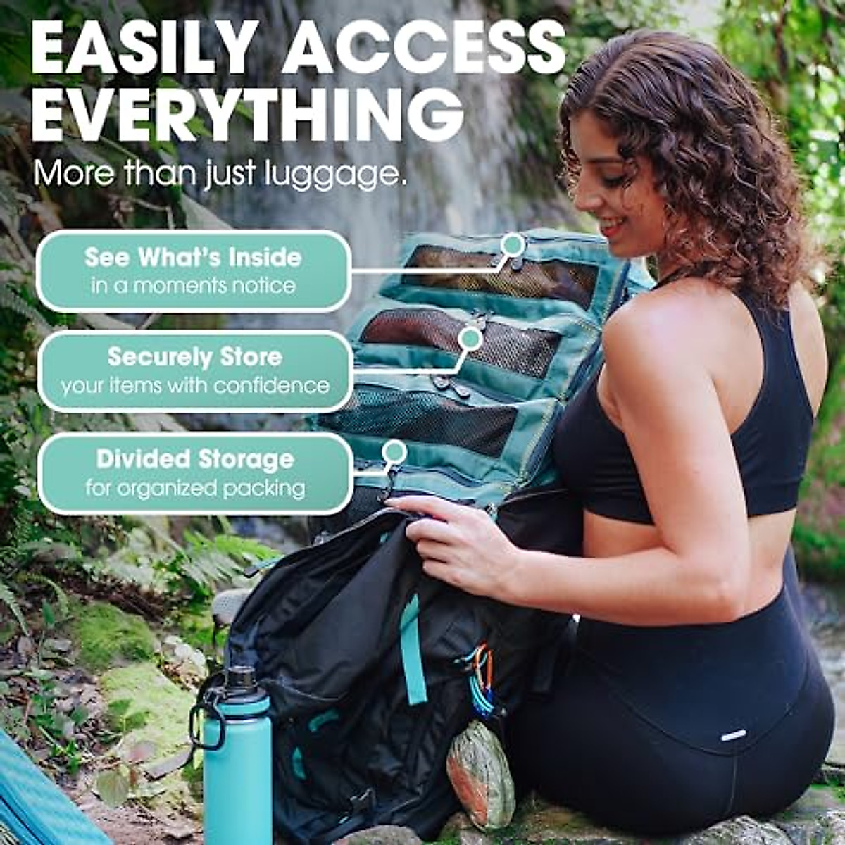 Pack Gear Hanging Carry-On Organizer - Our Standard Hanging Luggage Organizer Fits Any Carry On - Our Hanging Packing Cubes For Travel Use Mesh Windows to Make Finding Clothes Easy (Green, S)