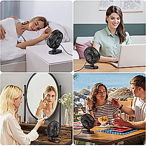 EasyAcc 6.5 inch USB Desk Fan, Small Desk Fan [with Strong Airflow & 360°Adjustment & 3 Speeds & Quiet] Small Portable Desk Travel Fan Quiet for Home Office Bedroom Table Desktop Travel (NO BATTERY)
