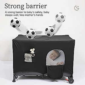Pack N Play Blackout Cover, Crib Canopy Cover for Pack and Play, Breathable Blackout Tent for Travel Crib, Portable Stretchy Netting Cover for Indoor Outdoor Travel Playard