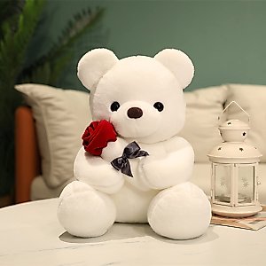 SHAFISH 13.7in Cute Plush Teddy Bear Stuffed Animal Teddy Bear Plush Doll Toy Gift for Children, Decoration for Party (White, 35cm/13.7in)