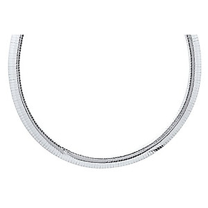 9mm Solid .925 Sterling Silver Flat Omega Choker Chain Necklace, 18 inches