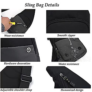 Sling Bag Fashion Crossbody Personal Pocket Bag Sport Chest Backpack Anti-Thief Slim Shoulder Bag Casual Daypack for Men Women Travel Outdoor. (Black)