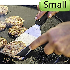 Leonyo Griddle Metal Spatula Set of 2, Food Grade Griddle Accessories - Stainless Steel Pancake Hamburger Turner Flipper for Flat Top Cast Iron BBQ Hibachi Cooking, Dishwasher Safe