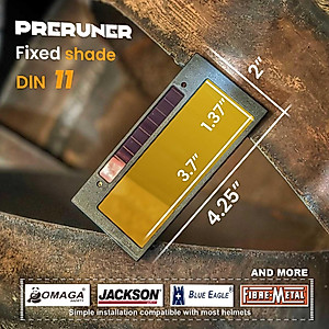 Gold Shade 11 2x4 1/4 Auto Darkening Welding Lens, Cool Blue Puddle Technology 2x4 Welding Lens, Welding Lens Auto Darkening Replacement for a Sugar Scoop Welding Hood or Pancake Welding Hood