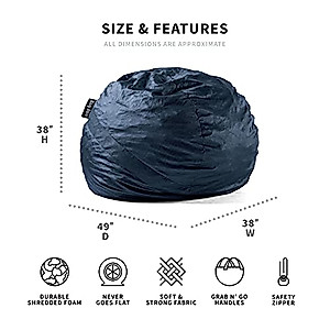 Big Joe Fuf Large Foam Filled Bean Bag Chair with Removable Cover, Black Lenox, 4ft Big & Fuf Large Foam Filled Bean Bag Chair with Removable Cover, Cobalt Lenox, 4ft Big