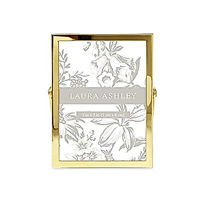 Laura Ashley 2x3 Gold Flat Metal Picture Frame (Vertical) with Pull-Out Easel Stand, Made for Tabletop, Counterspace, Shelf and Desk (2x3, Gold)