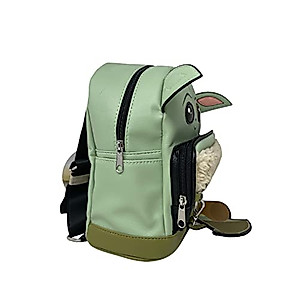 U.P.D., Inc. Star Wars The Child with Yoda Ears Mini Deluxe Backpack - Leather Bag with Front Pocket and Keychain, Perfect Backpack for Teens and Kids - 10 Inch