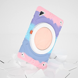 XZC for Samsung Galaxy Tab A8 Case 10.5'' 2022 (SM-X200/X205/X207) Heavy Duty Shockproof Rugged Cover with Rotating Stand/Pencil Holder/Carrying Shoulder Strap (Pink)