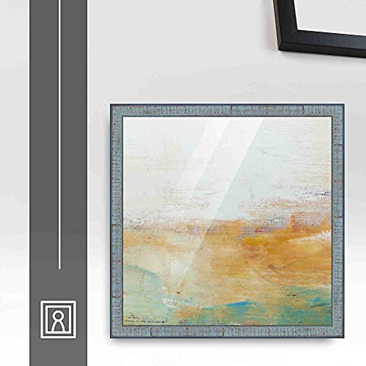 7x7 Frame Blue Scuffed Farm Board Solid Wood Picture Frame Width 0.75 Inches | Interior Frame Depth 0.5 Inches | Kingsley Blue Distressed Photo Frame Complete with UV Acrylic, Foam Board Backing &