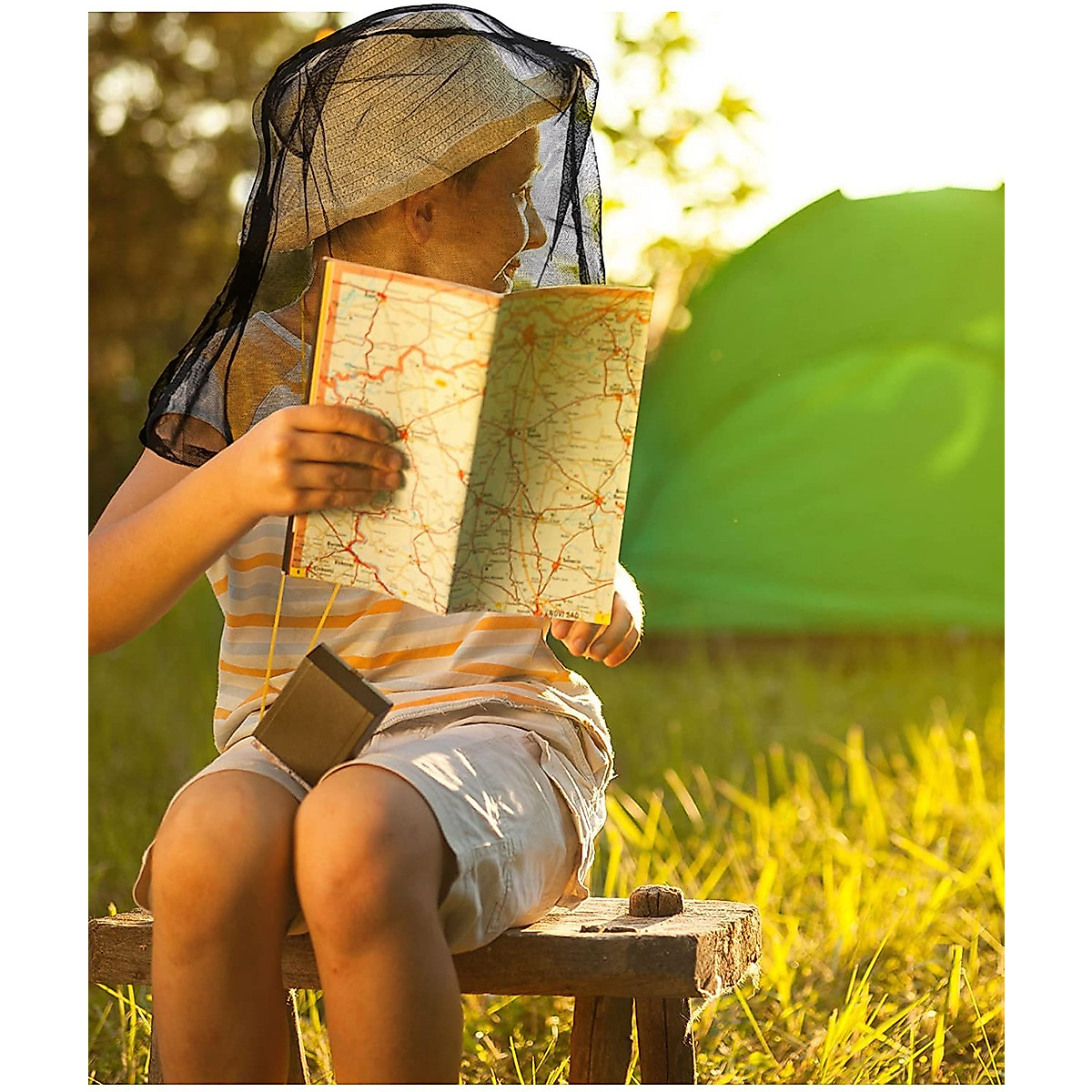 2 Pack Head Net Face Mesh Head Cover for Outdoor Lovers Protect from Fly Screen Mosquito Gnat and Other Flies (Regular Size, Black)