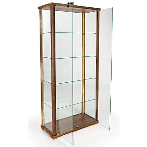 Displays2go Wood and Glass Curio Cabinet with Locking Doors – Walnut (DCKDWDWN30)