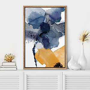SIGNWIN Framed Canvas Wall Art Blue Flower Canvas Prints Home Artwork Decoration for Living Room,Bedroom - 16"x24" Natural
