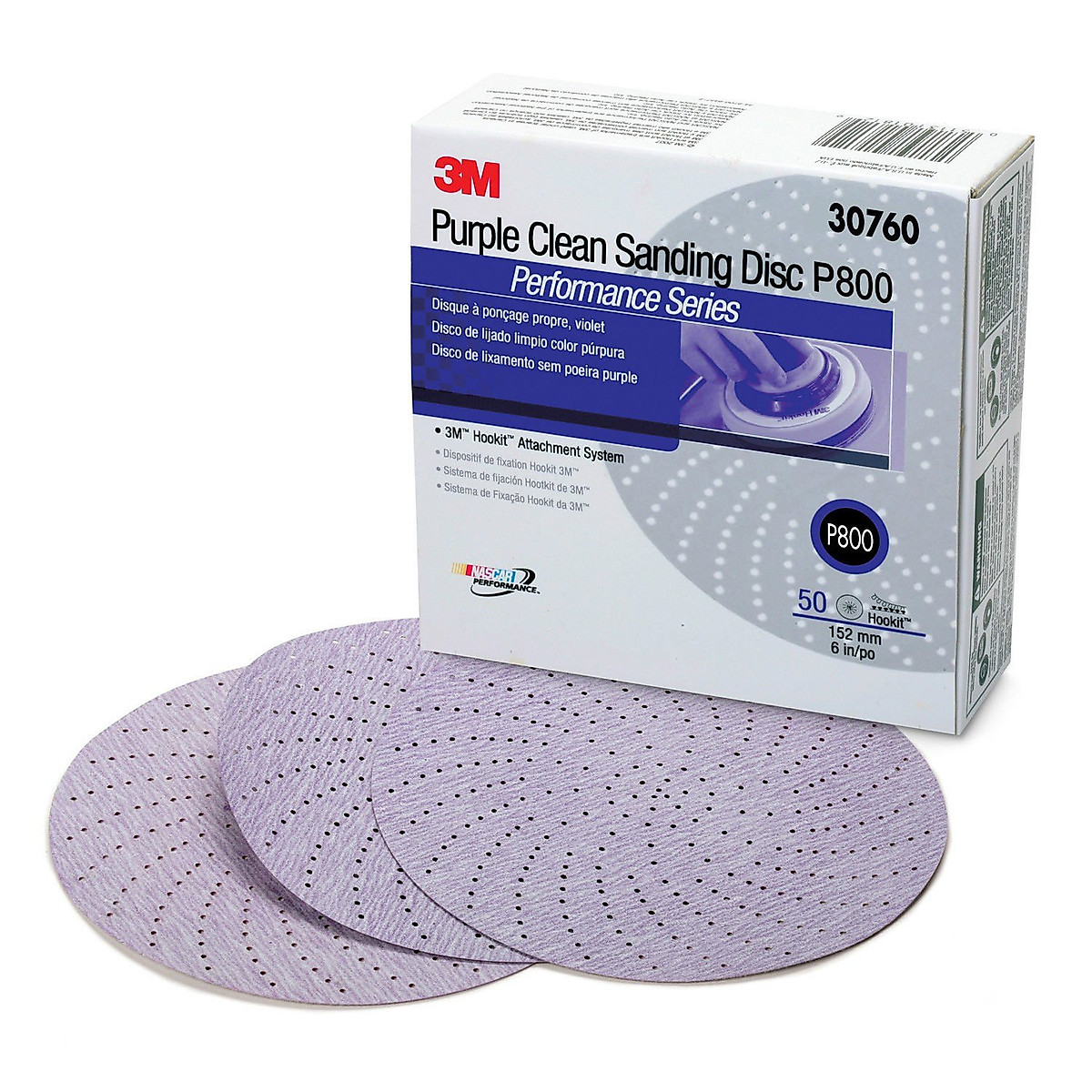 3M Hookit Purple Clean Sanding Abrasive Disc 30761, 6 in, 600+ Grade, Pack of 50 Discs, Virtually Dust-Free, High Performance, Long Lasting, Multi-Hole Pattern, Feather Edging, Stock Removal
