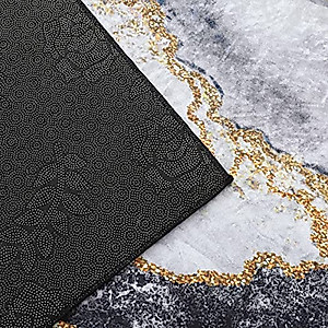 SUIHONG S.H Luxury Area Rug for Living Room Gold Glitter Marble Center Rug Black Grey Modern Bedroom Carpet63'x78'7