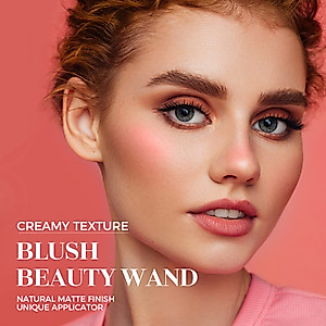 Reddhoon Contour Beauty Wand, Liquid Face Contouring & Highlighter & Blusher Stick with Cushion Applicator, Smooth Natural Matte Finish, Lightweight Blendable Super Silky Cream (3Pcs (01#Contour+02#Blush+04#Highlighter))