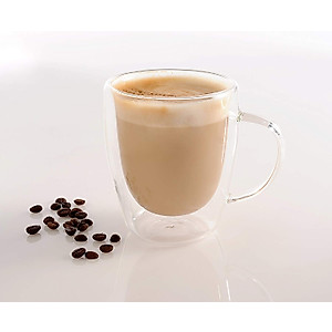 ECO NAVA Tea Gift Double Walled Glass Cup 350 ml / 12 oz with 2 Flowering Green Tea Balls Blooming. Great clear double wall insulated mug for serving coffee, tea, hot chocolate, latte, espresso.