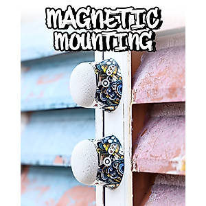 MiLi Small Magnetic Bluetooth Speaker, Compatible with MagSafe iPhone 12/13, Mini Wall Mountable True Wireless Portable Speaker for Golf Cart Tiny Speaker for Gifts (2 PCS, Snowman)