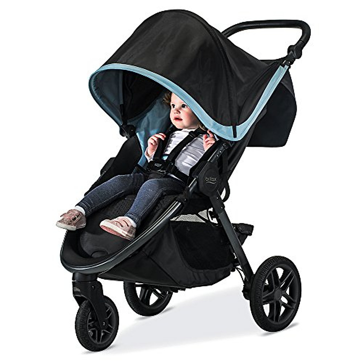 Britax B-Free Stroller, Frost - All Terrain Tires - Adjustable Handlebar - One Hand Fold - Large UV50 Canopy