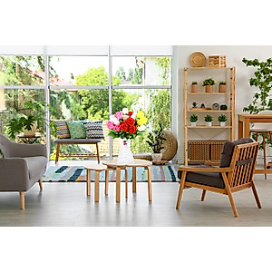 KASIHAO Artificial Rose Flower Green Leaves and Stem Silk Fake Rose Flower Home Garden Decoration Wedding Bouquet, Birthday Gift Flower Party (Color), ReYellow