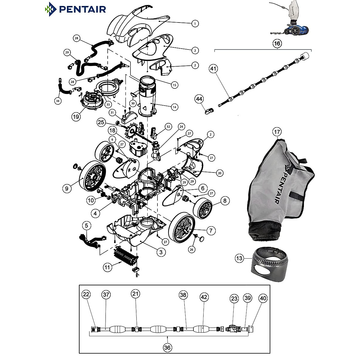 ATIE Pool Cleaner Large Tire Kit Replacement Compatible with Pentair Racer & Racer LS 360228 360330 Model Pool Cleaner Large Tire Kit 360237 (2 Pack)