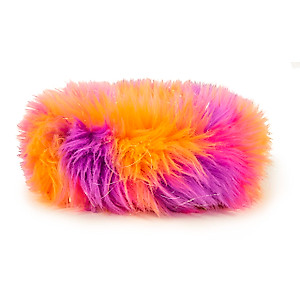 goDog Furballz Ring Squeaky Plush Dog Toy, Chew Guard Technology - Warm Rainbow, Large