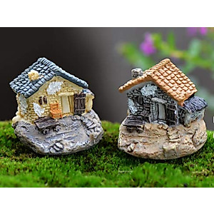 Kbraveo 12pcs Fairy Gardens Stone House and Fairy Gardens Tree,Fairy Gardens Kits Dollhouse Supplies DIY Outdoor Decorations