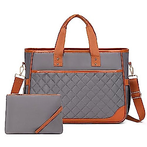 InduSKY Tote Bag for Women, Work Tote Bag for Women Teacher Nurse, 15.6 Inch Laptop Tote Bags Casual Handbag Shoulder Bag with Portable Clutch Purse for Travel Work